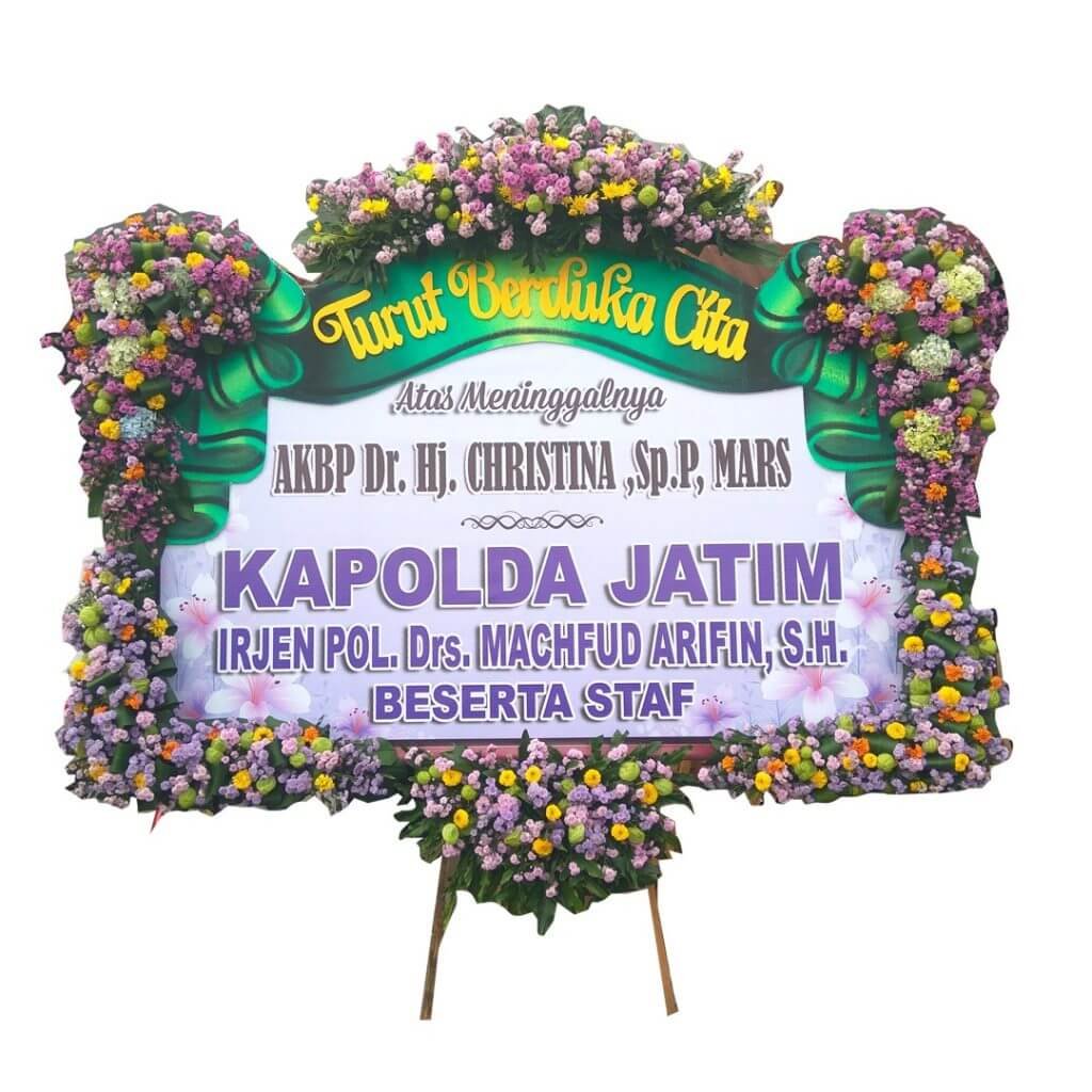 Papan Bunga Duka Cita Banner 2.5 Meter, Bunga 6 Titik (3 Bawah & 3 Atas ...